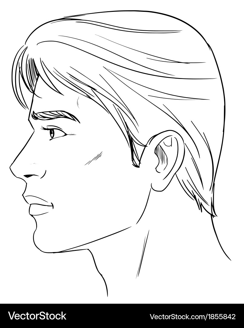 Male Head Outline - Side Profile Royalty Free Vector Image