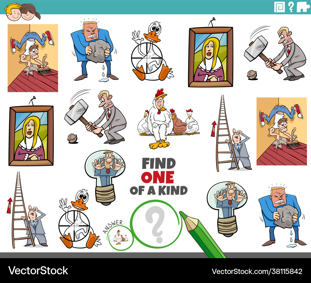 One a kind task for children with cartoon Vector Image