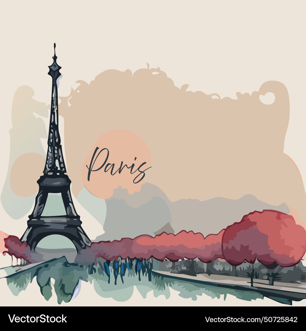 Paris landscape eiffel tower Royalty Free Vector Image