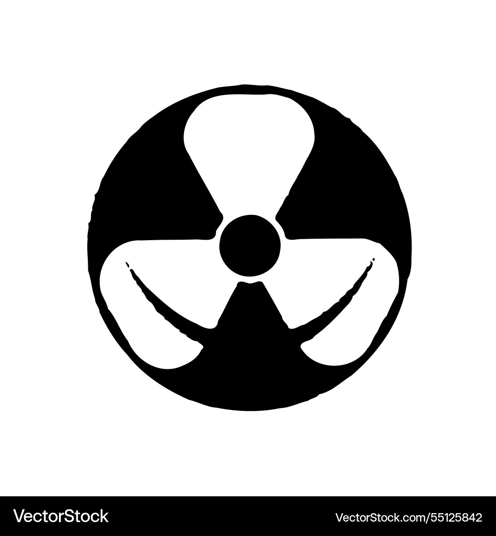Radioactive symbol in black and white image Vector Image