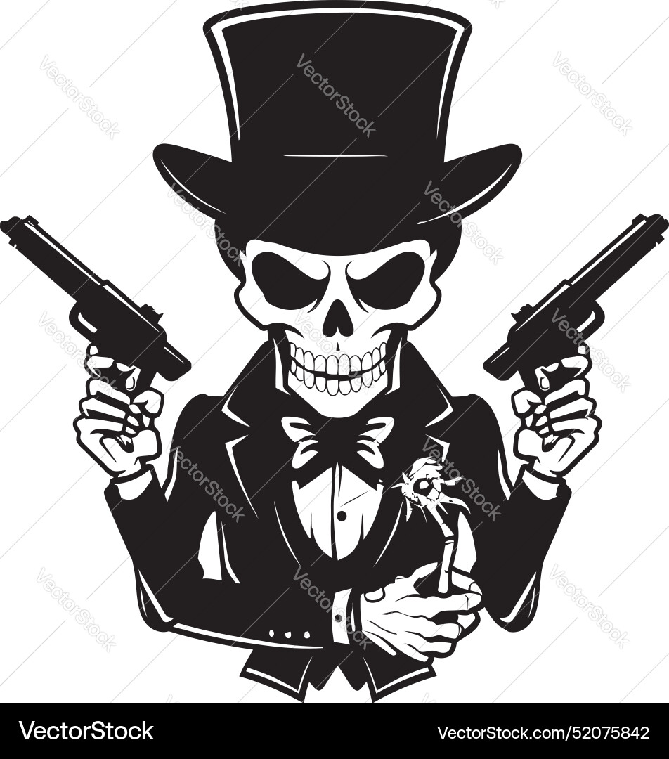 Rifle reaper skeleton with firearms bone bullets Vector Image