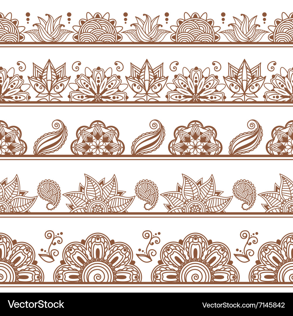 Seamless borders or patterns in indian style Vector Image