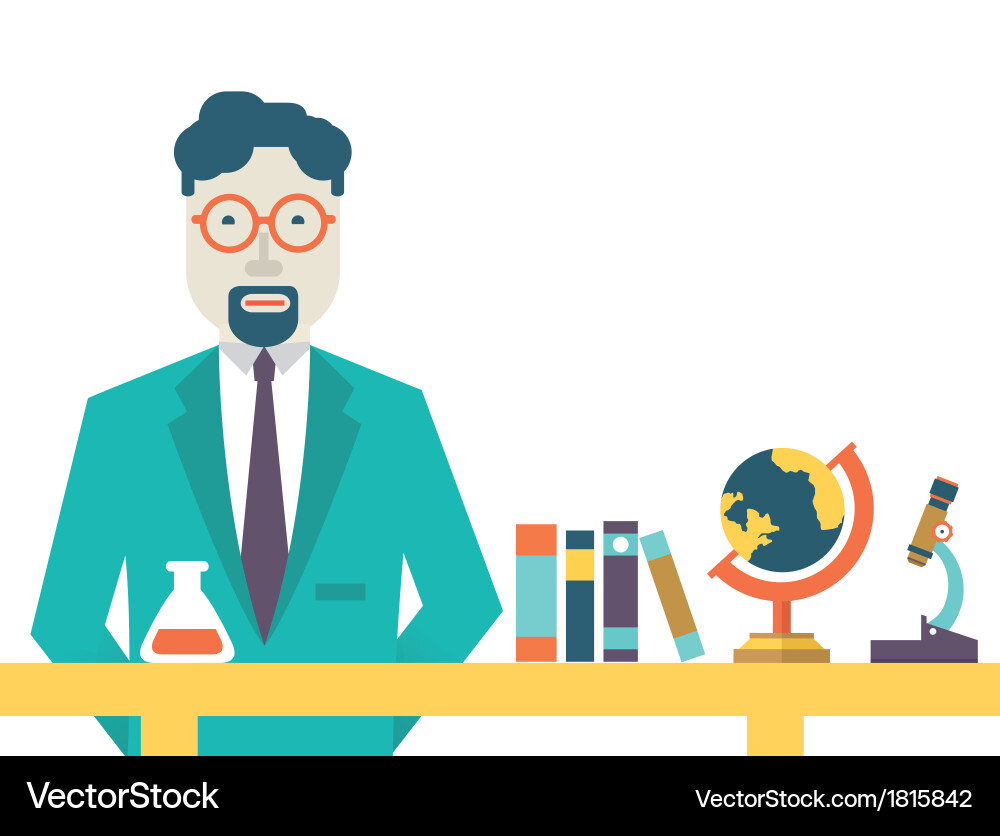 Study Room Objects - Teacher and Learning Vector Image