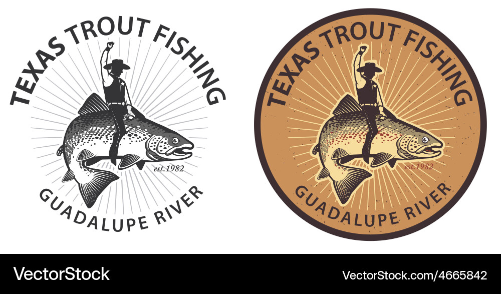 Trout wrangler fish rider Royalty Free Vector Image