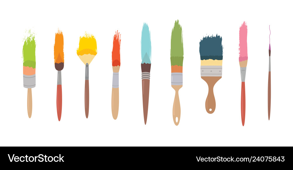 Art materials line drawing set of squirrel Vector Image