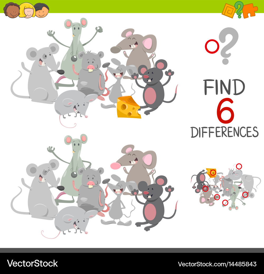 Differences game with mice Royalty Free Vector Image