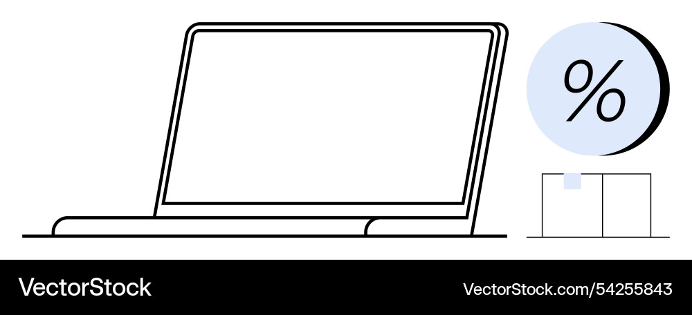 Laptop with data analytics and percentage symbol Vector Image
