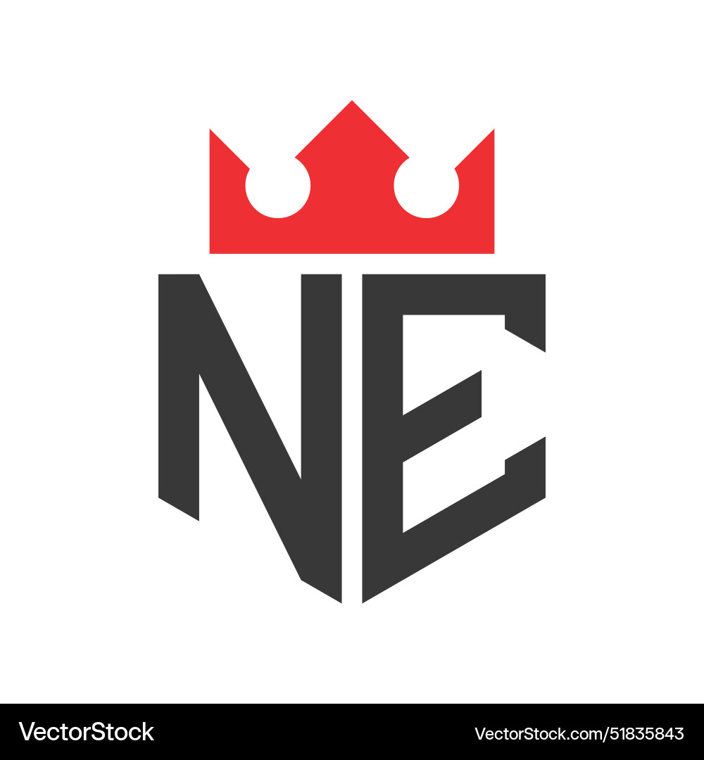 Letter ne crown logo Royalty Free Vector Image