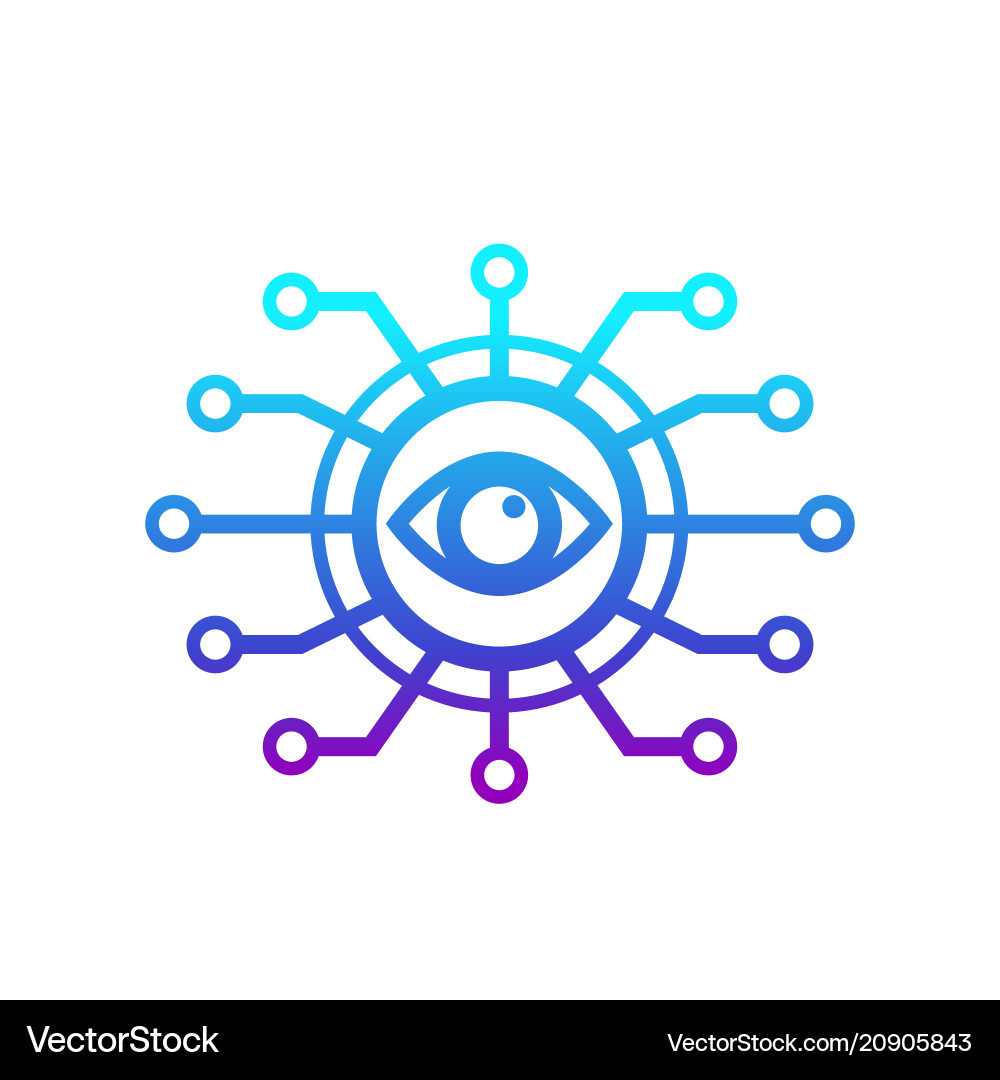 Machine vision computer visual recognition icon Vector Image