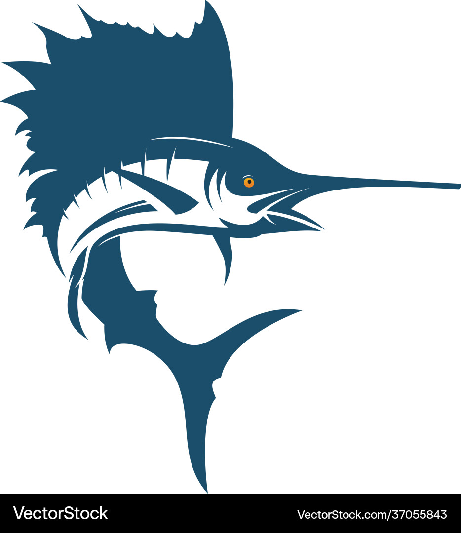 Marlin fishing template Royalty Free Vector Image