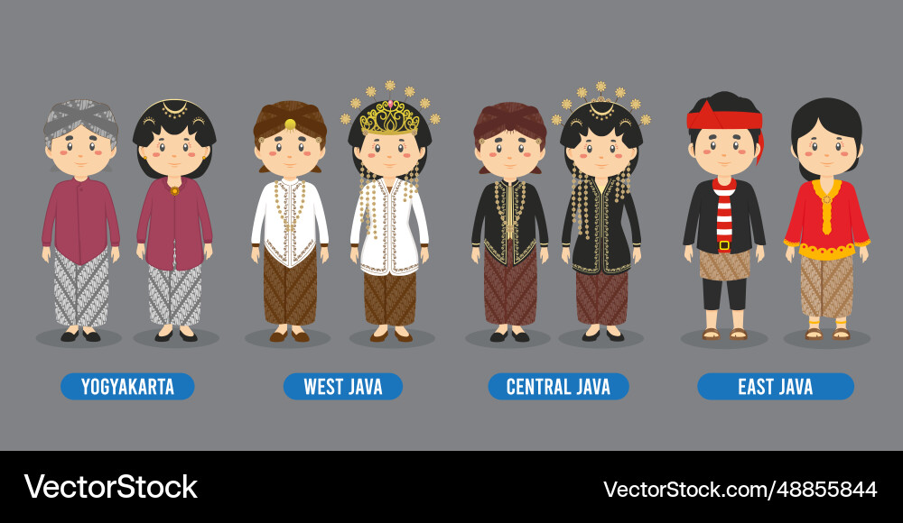 Character in different indonesian traditional Vector Image