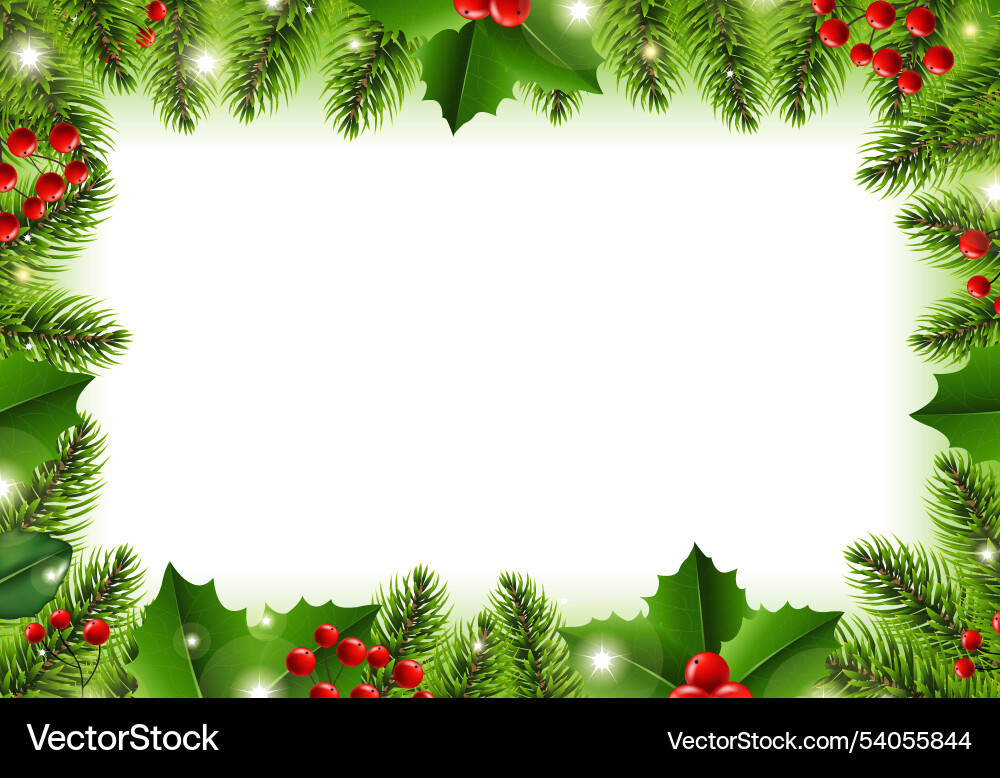 Fir tree bolder with holly berry Royalty Free Vector Image