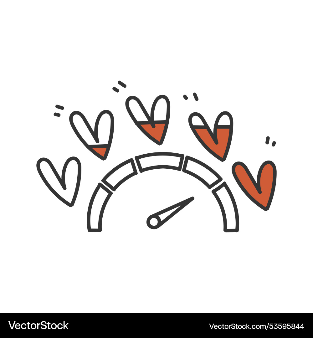 Hand drawn doodle love indicator meter Royalty Free Vector