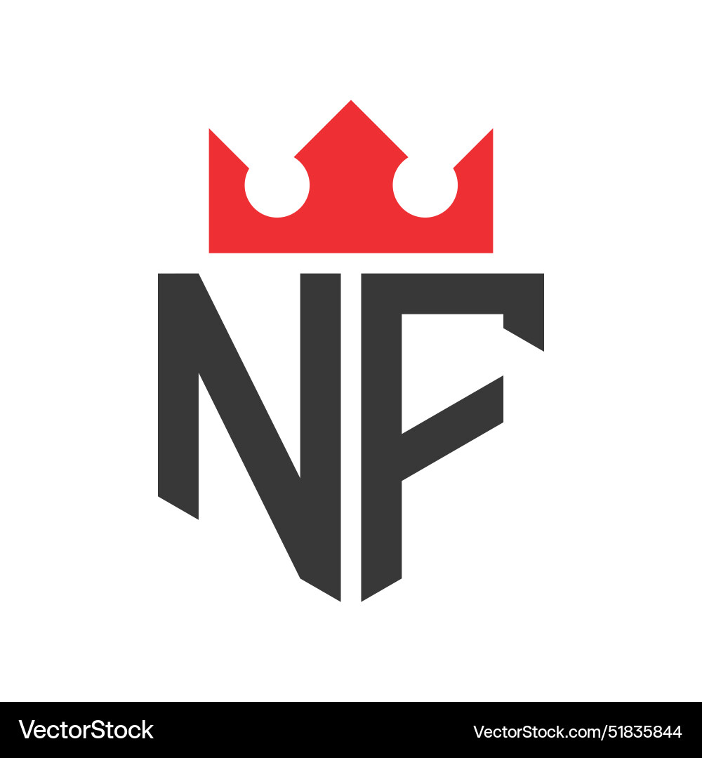 Letter nf crown logo Royalty Free Vector Image