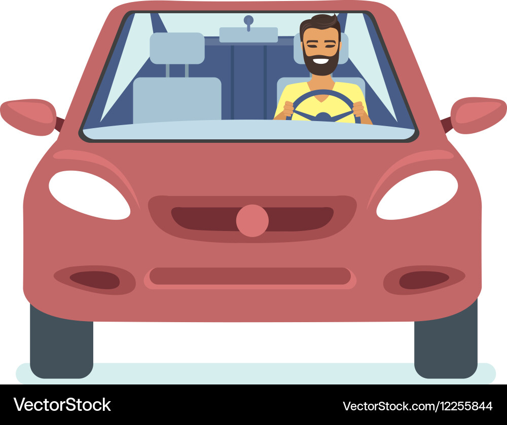 Man driving the red car Royalty Free Vector Image