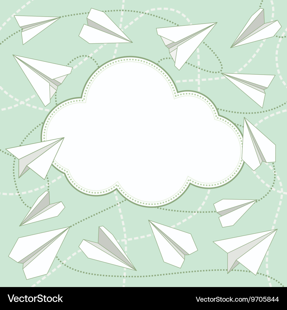 Paper planes and cloud background Royalty Free Vector Image