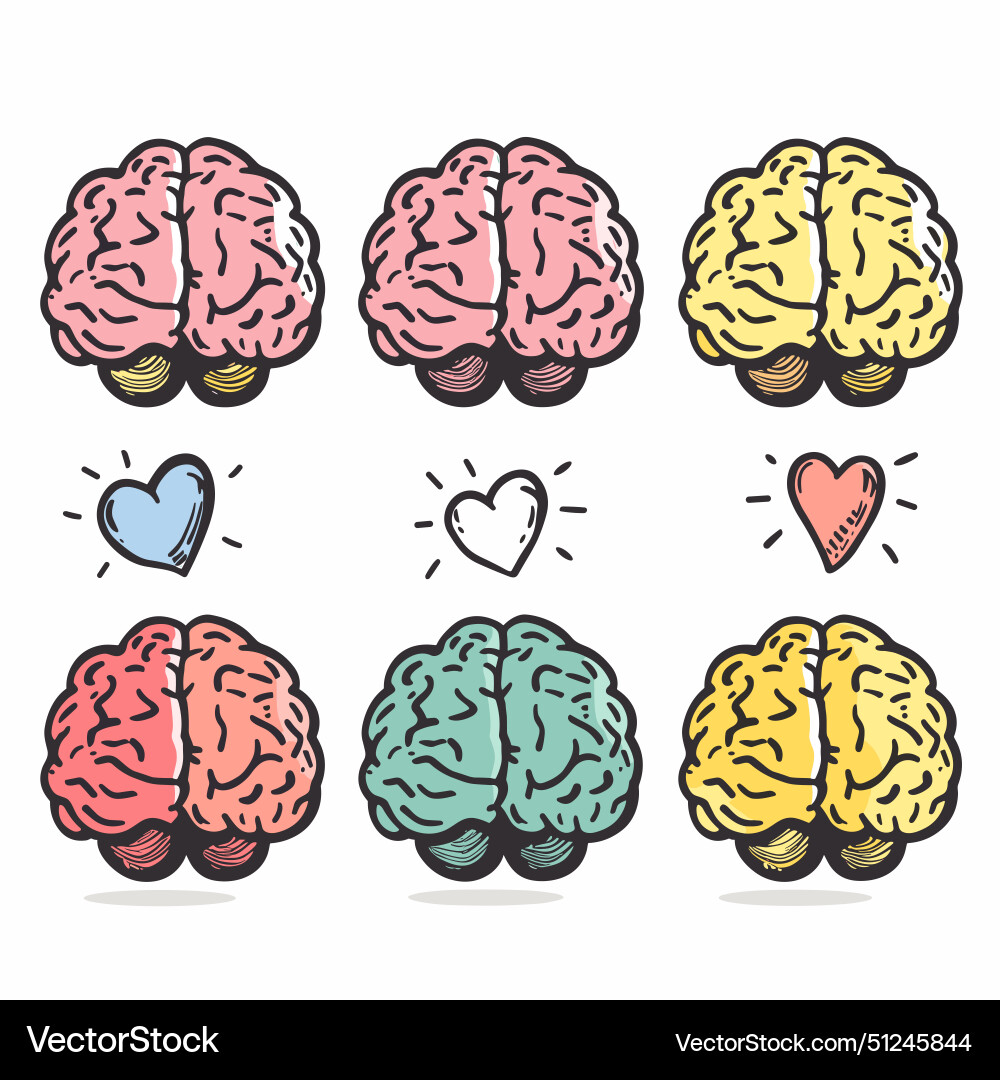 Series human brain cartoon style Royalty Free Vector Image