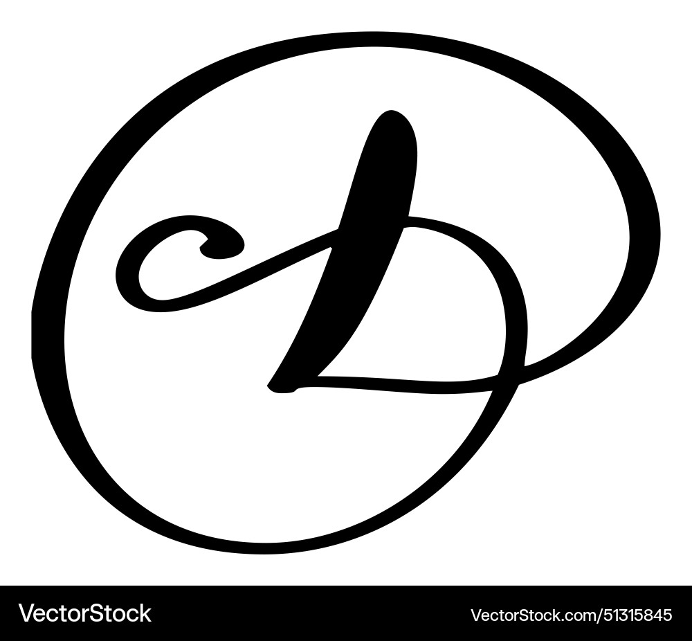 Calligraphy hand drawn letter d logo Royalty Free Vector
