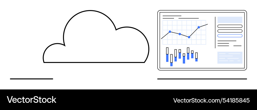 Cloud Computing mit Datenanalyse Dashboard Vektorbild