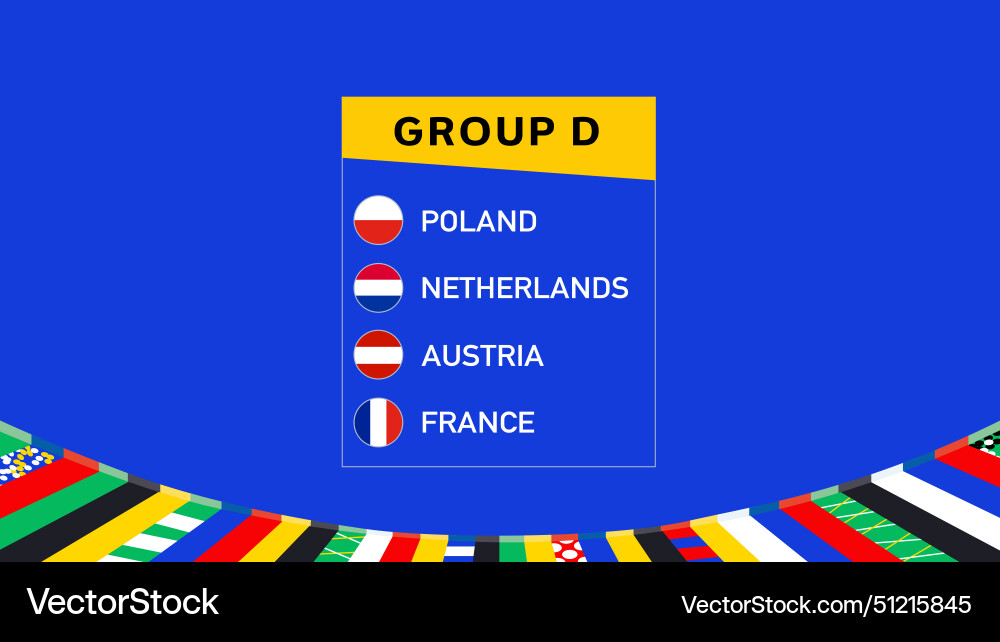 European nations 2024 group d teams emblem design Vector Image