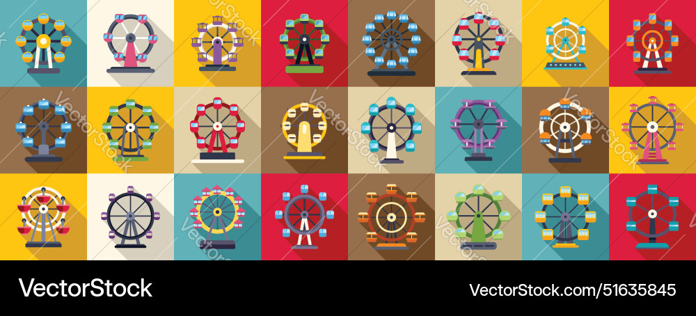Ferris wheel icons set Royalty Free Vector Image