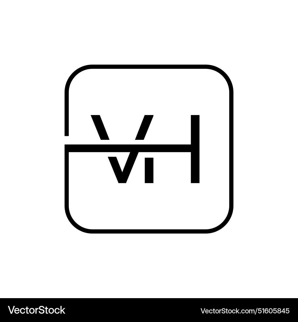 Initial vh letters square shape icon logo design Vector Image