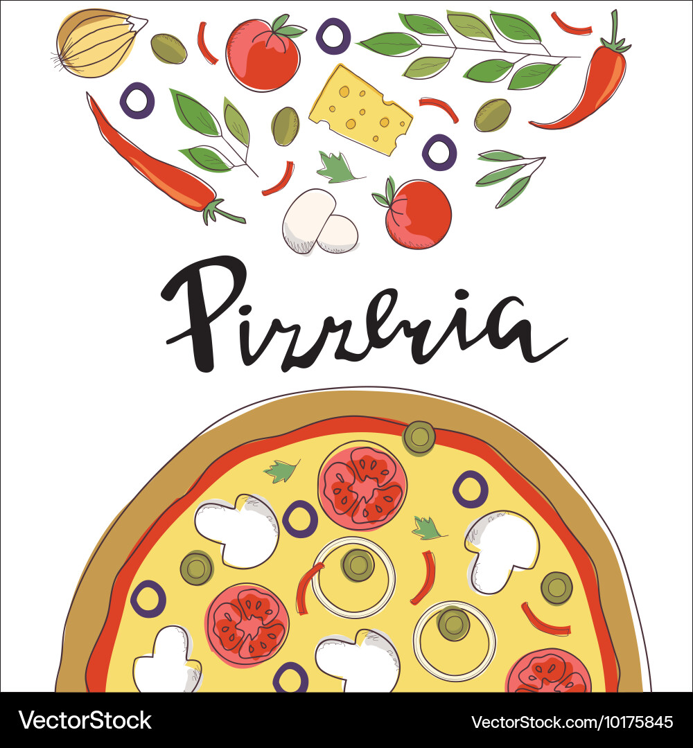 Pizza and hand lettering Royalty Free Vector Image