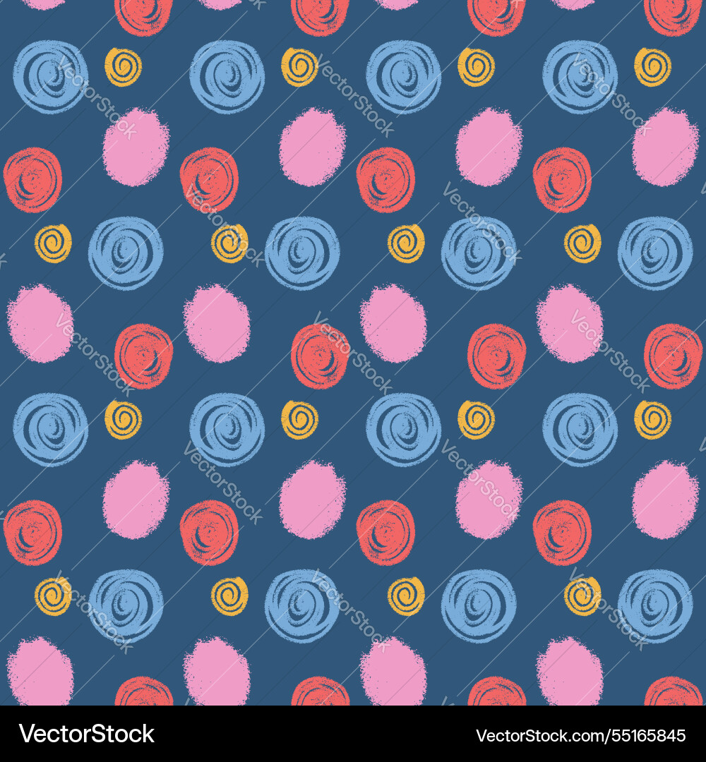 Polka dots abstract seamless pattern crayon drawn Vector Image
