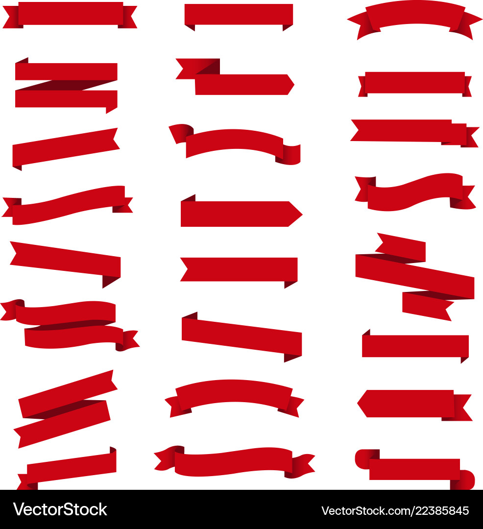 Red ribbon set in white background Royalty Free Vector Image