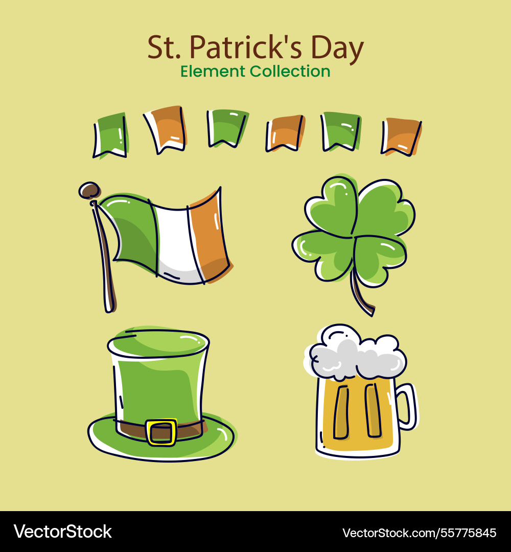 St patricks day element collection Royalty Free Vector Image