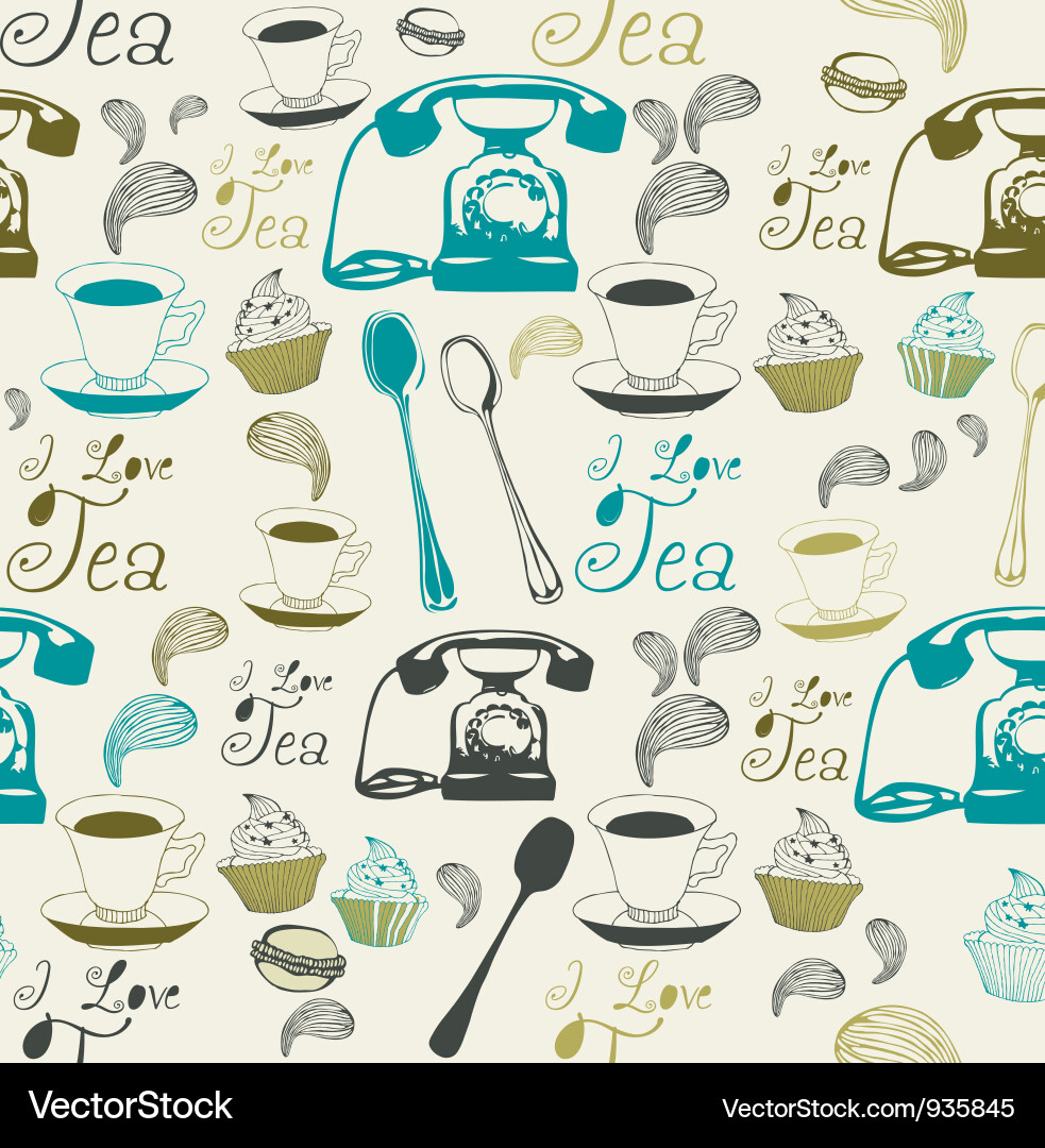 Vintage afternoon tea pattern Royalty Free Vector Image