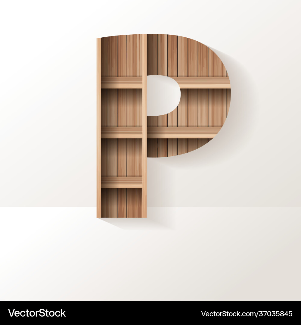 Holz Regal Schriftart Design Alphabet Buchstaben Vektorbild