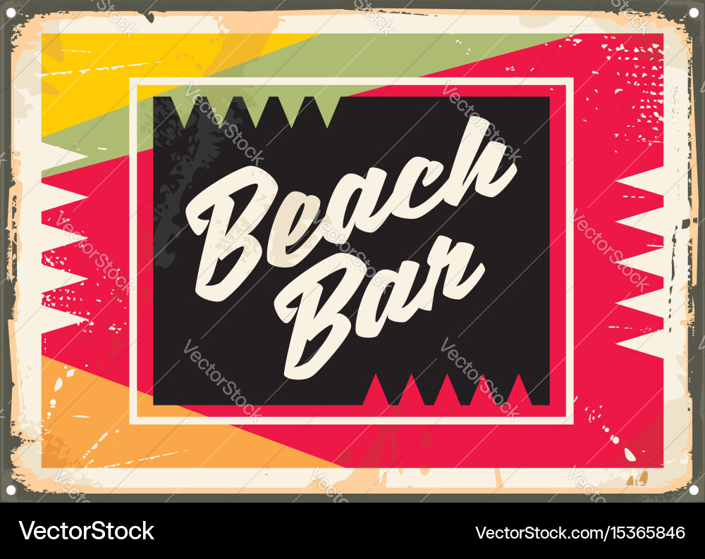 Beach bar retro sign Royalty Free Vector Image