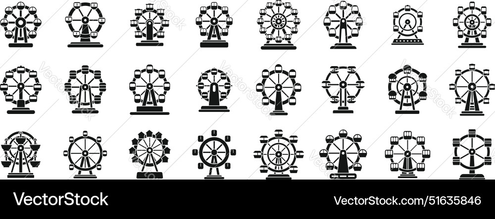 Ferris wheel icons set Royalty Free Vector Image