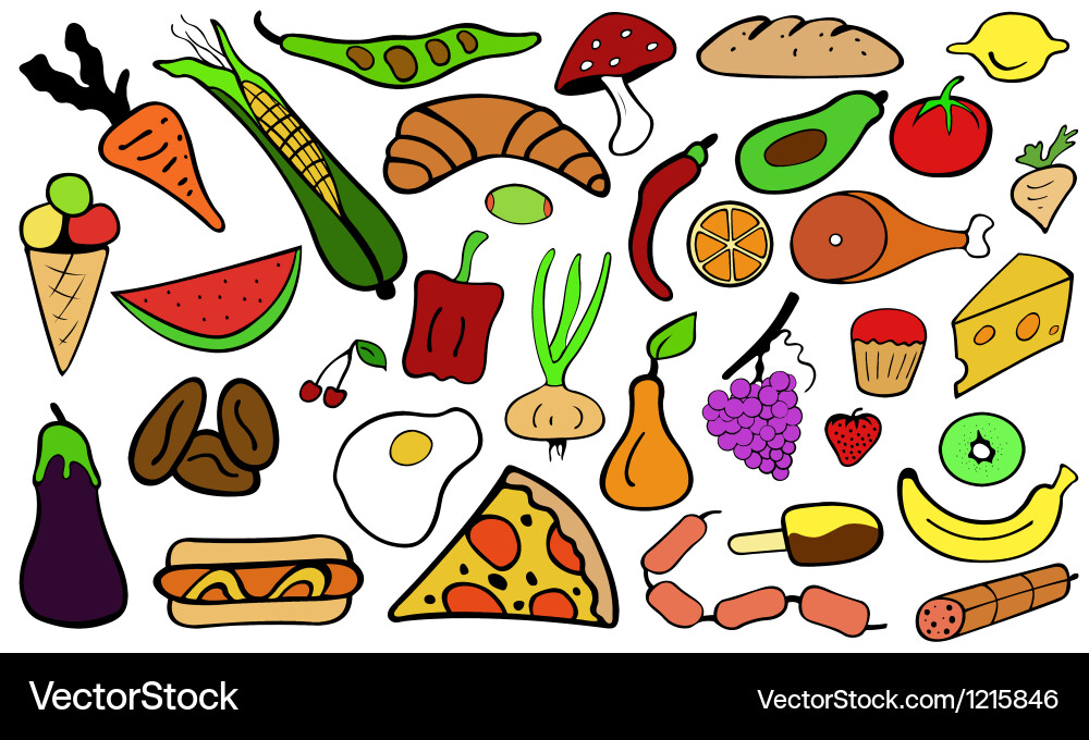 Food Doodle Set - Isolated Royalty Free Vector Image