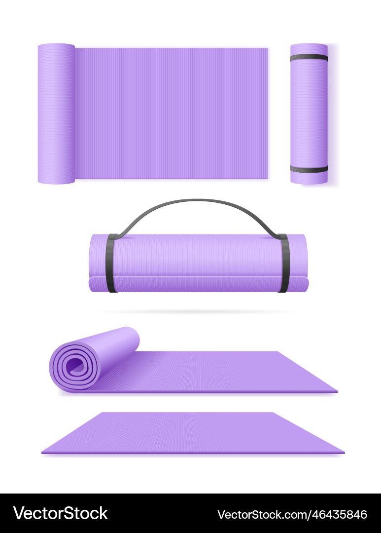 Realistic 3d detailed violet exercise mat set Vector Image