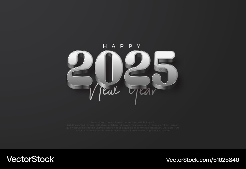Silver number 2025 with a modern number for the Vector Image