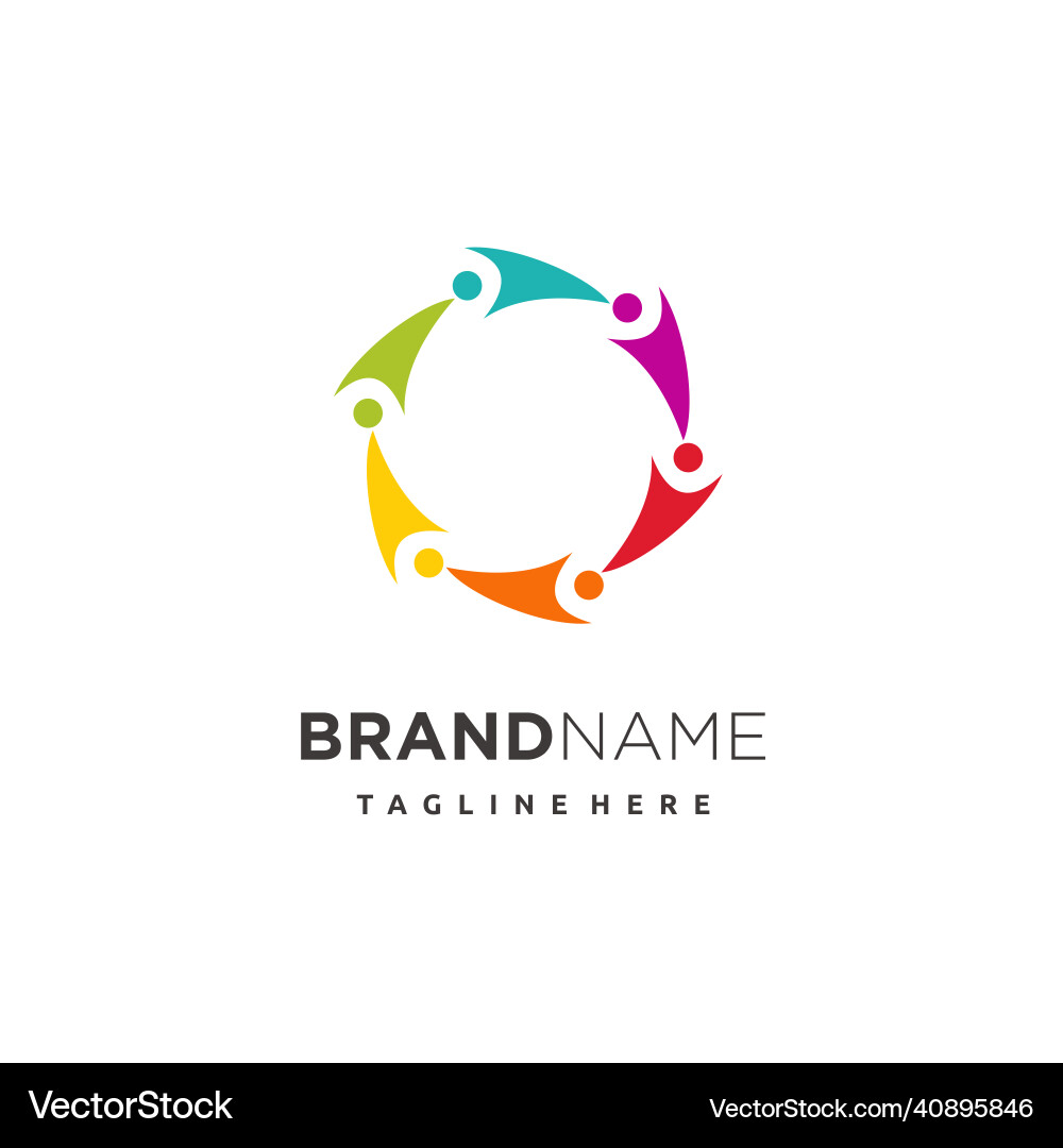 Teamwork people circle connection community logo Vector Image