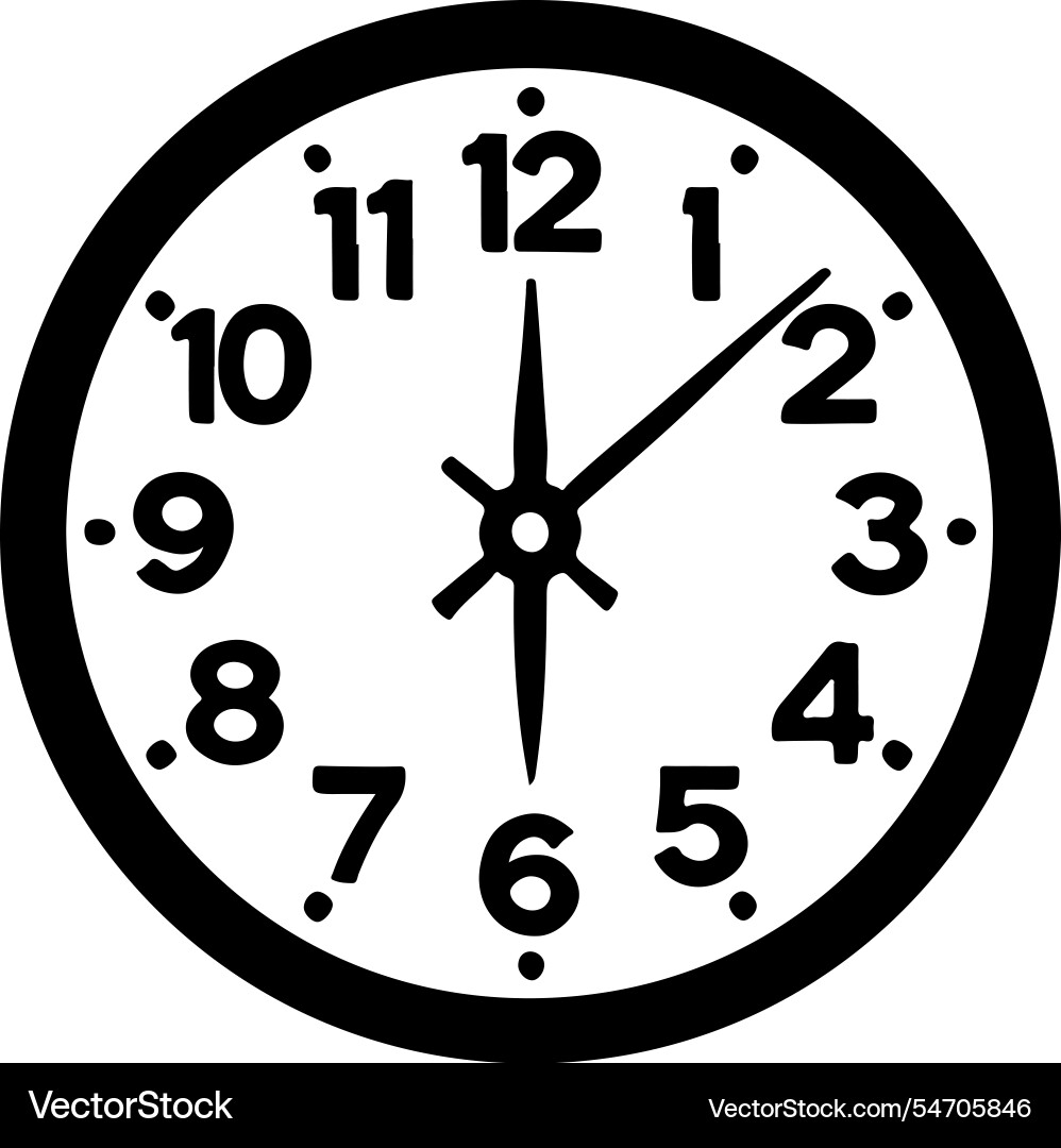 Wall clock silhouette Royalty Free Vector Image