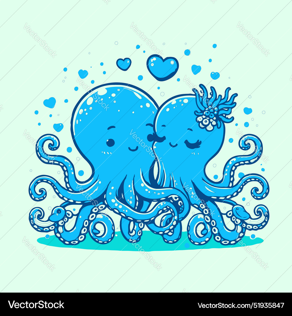 Cute octopus love stock Royalty Free Vector Image