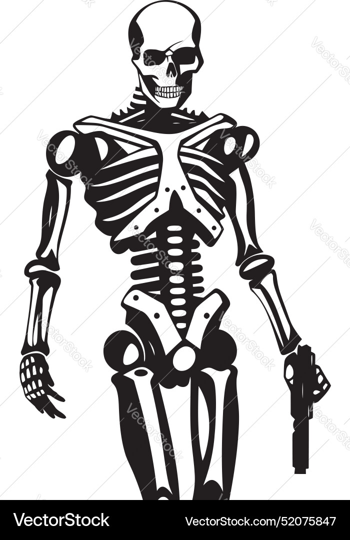 Dead mans draw skeleton holding guns logo Vector Image