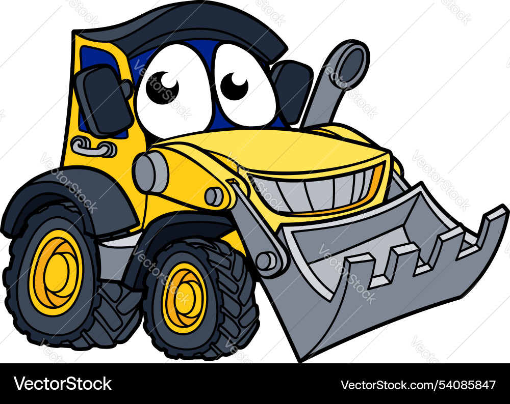 Digger bulldozer cartoon mascot Royalty Free Vector Image