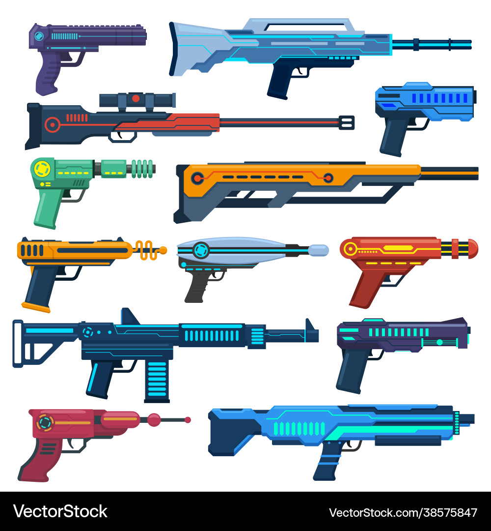 Game futuristic blasters space aliens laser Vector Image