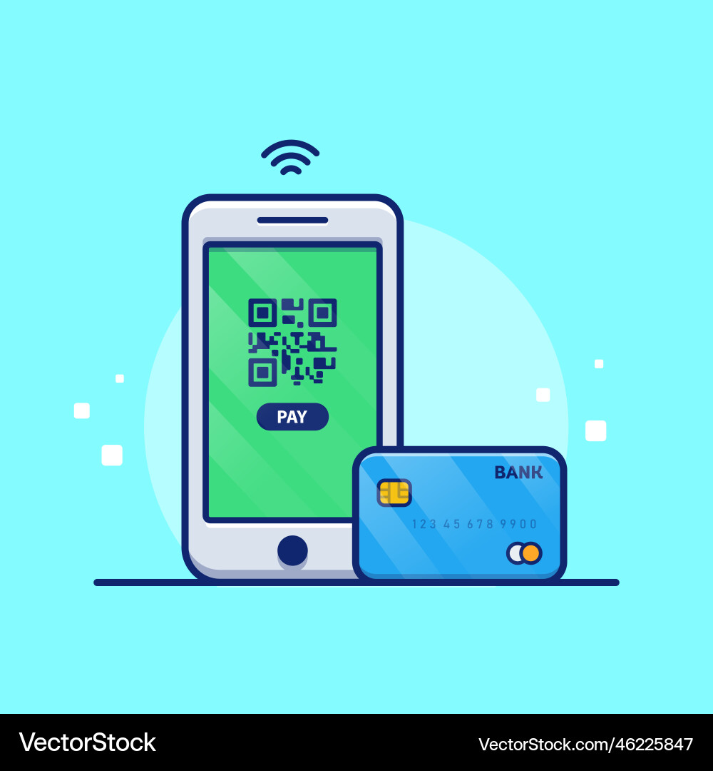 Handphone with payment application bar code Vector Image