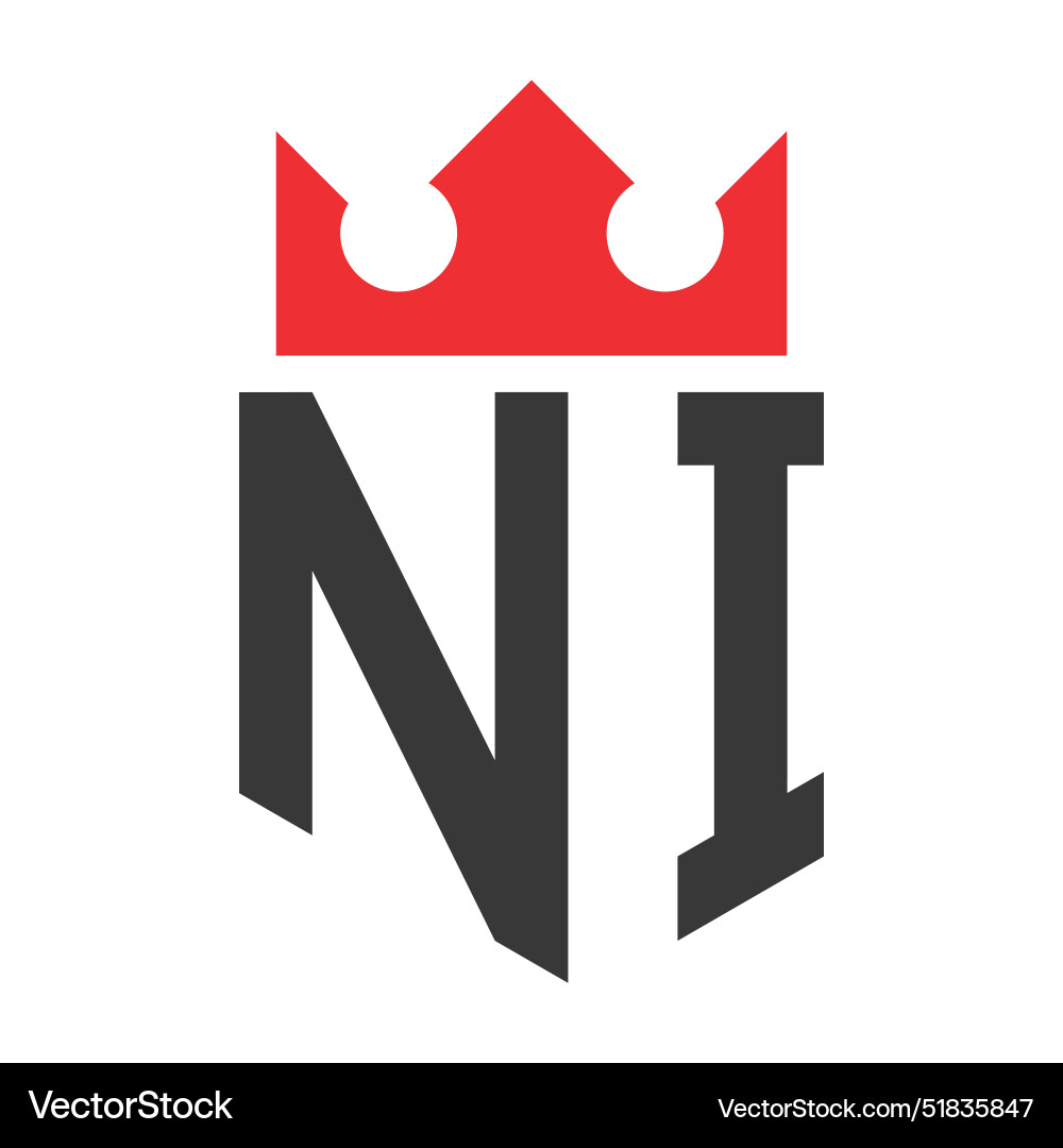 Letter ni crown logo Royalty Free Vector Image