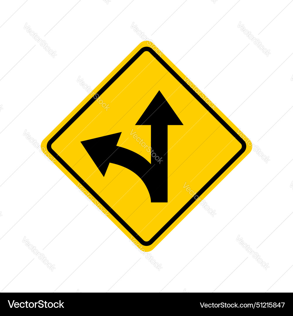 Proceed straight or turn left traffic sign Vector Image