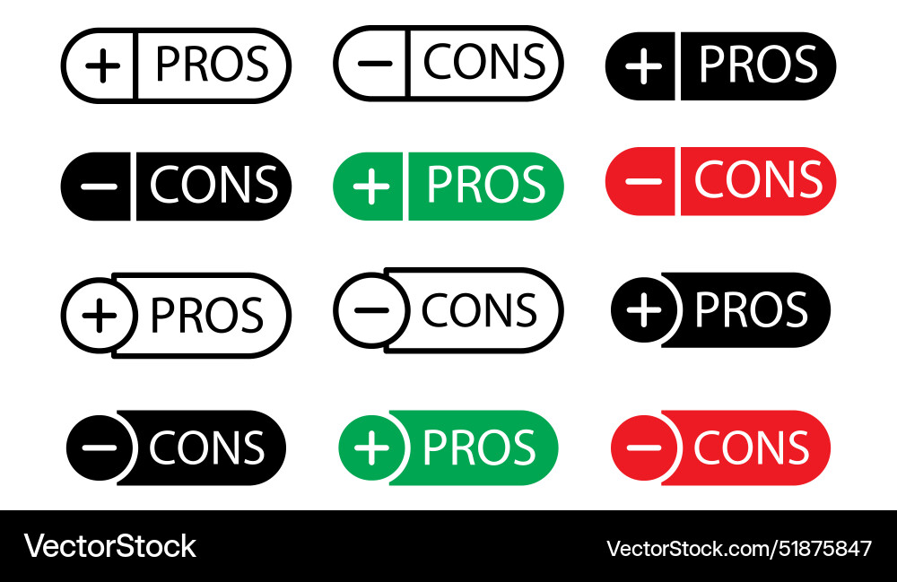 Pros and cons icon outline flat Royalty Free Vector Image
