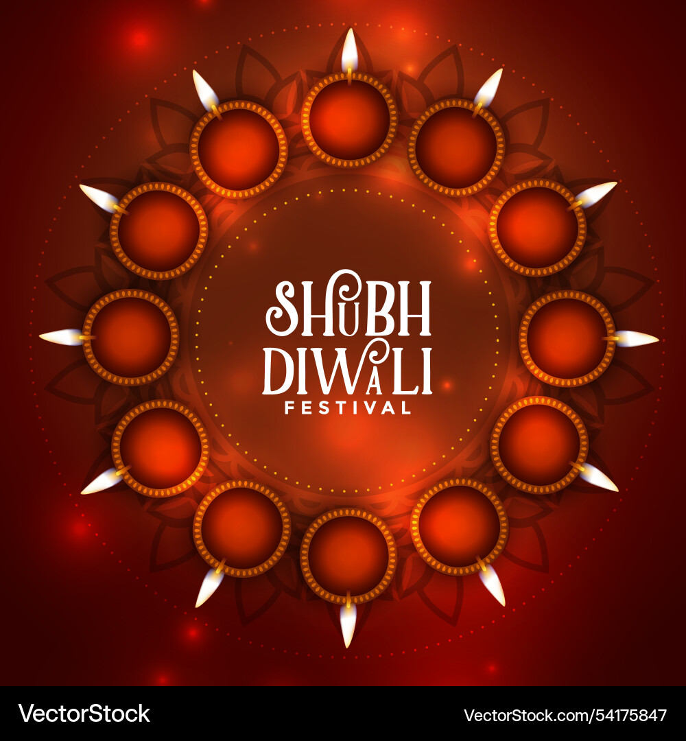Shubh diwali diya circle decoration background Vector Image