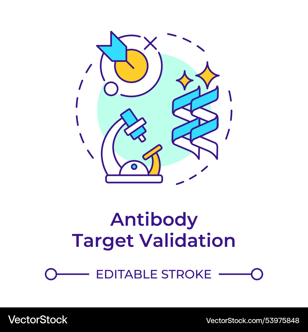 Antibody target validation multi color concept Vector Image