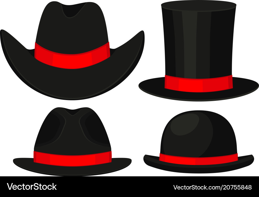 Colorful cartoon hat set 4 element Royalty Free Vector Image